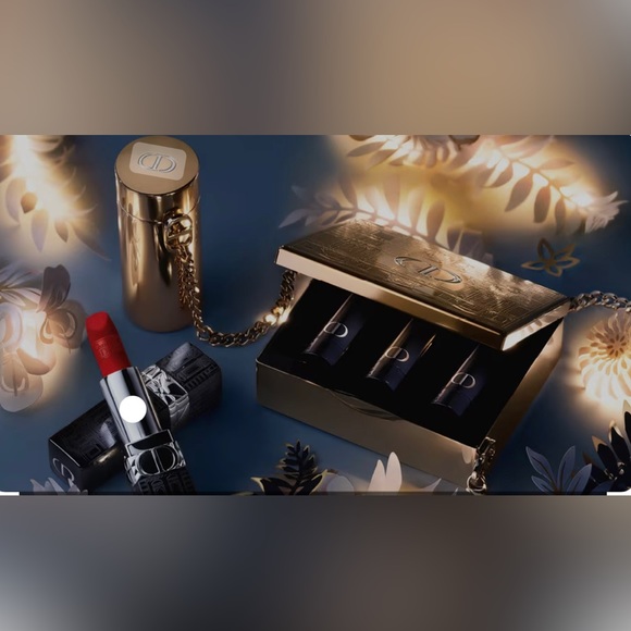 Dior | Bags | Christian Dior Gold Clutch W Chain 22 Set W Lipsticks ...